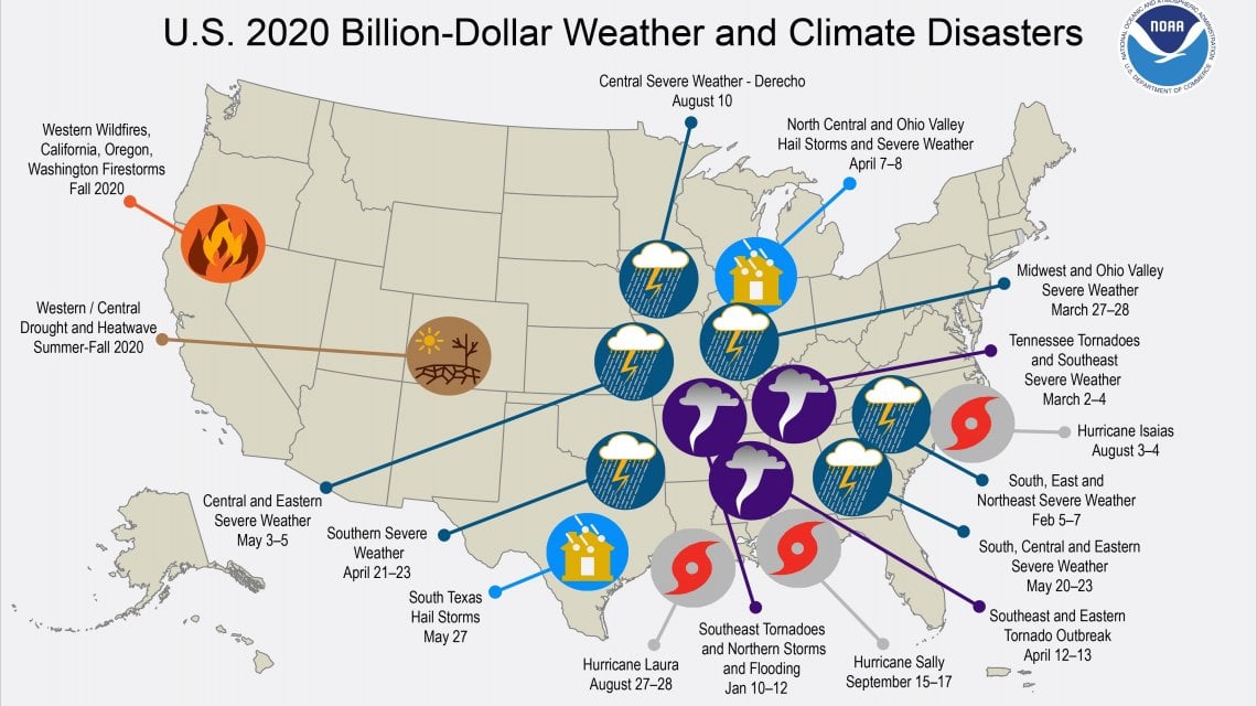 Usa: oltre 1,8 miliardi di dollari di danni per eventi meteo estremi ...