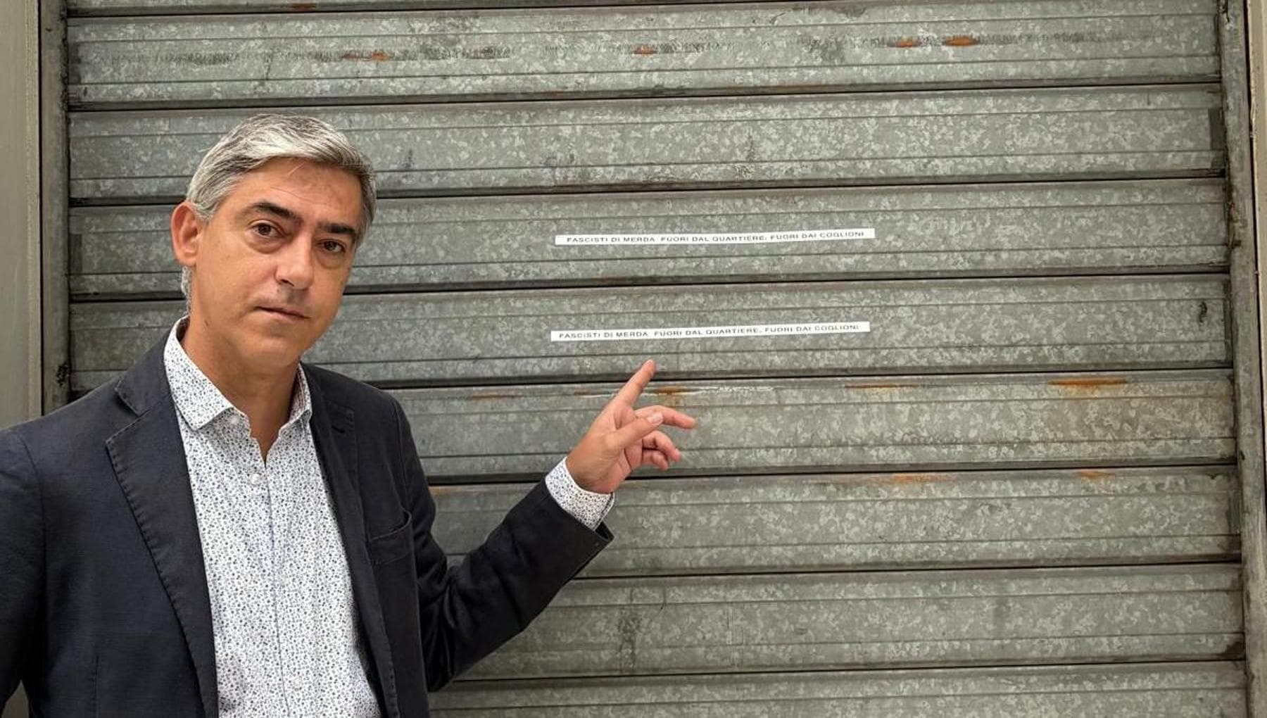 Scritte sulla sede del comitato elettorale di Cellai (FdI) - la Repubblica