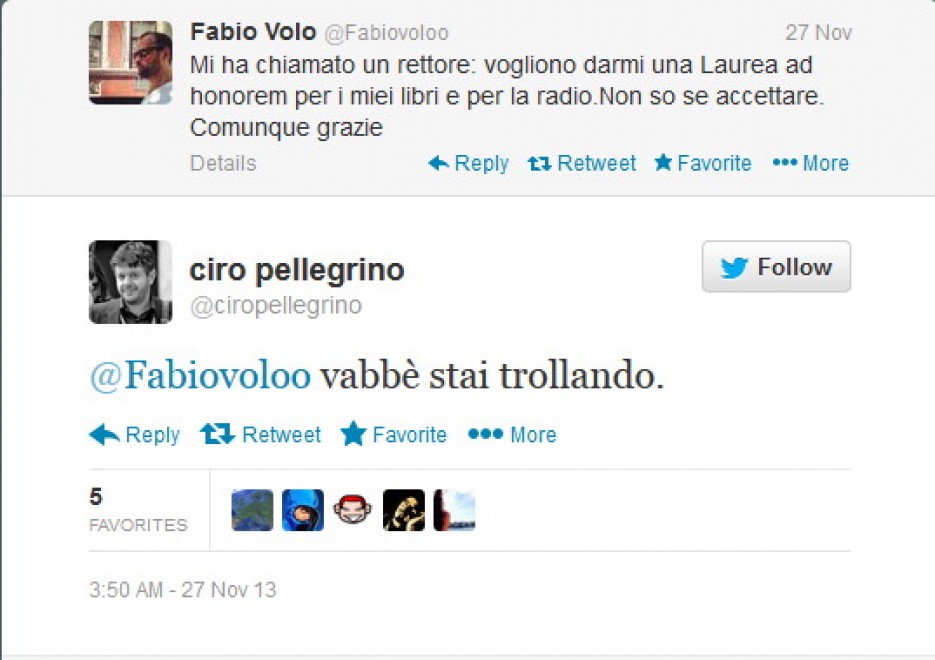 L'annuncio su Twitter: Fabio Volo dottore 'honoris causa' - la Repubblica