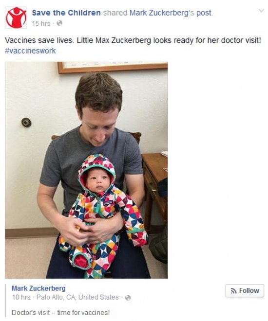Mark Zuckerberg e la piccola Max dal dottore: 
