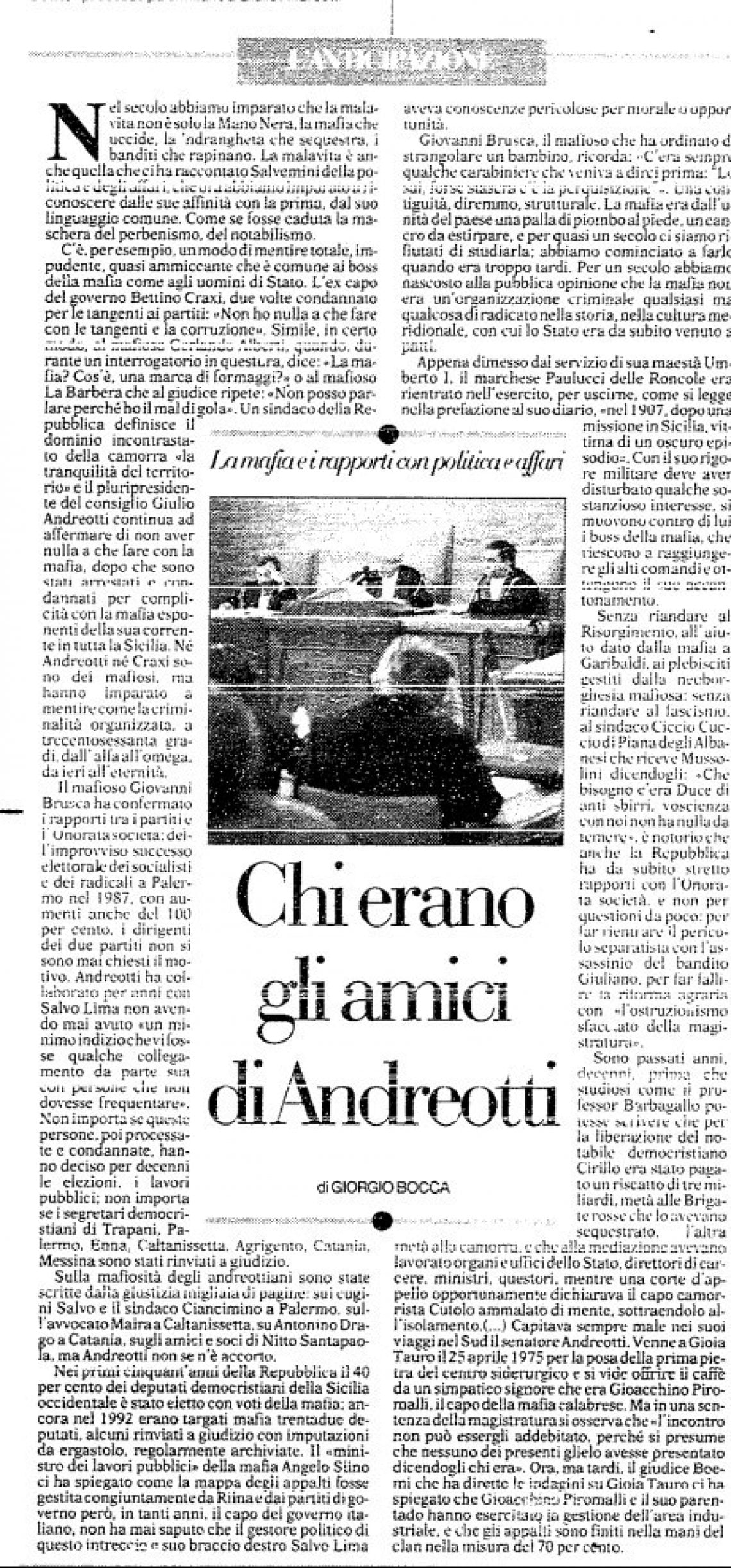 7 ottobre 1999. Mafia e politica: "Chi erano gli amici di Andreotti ...