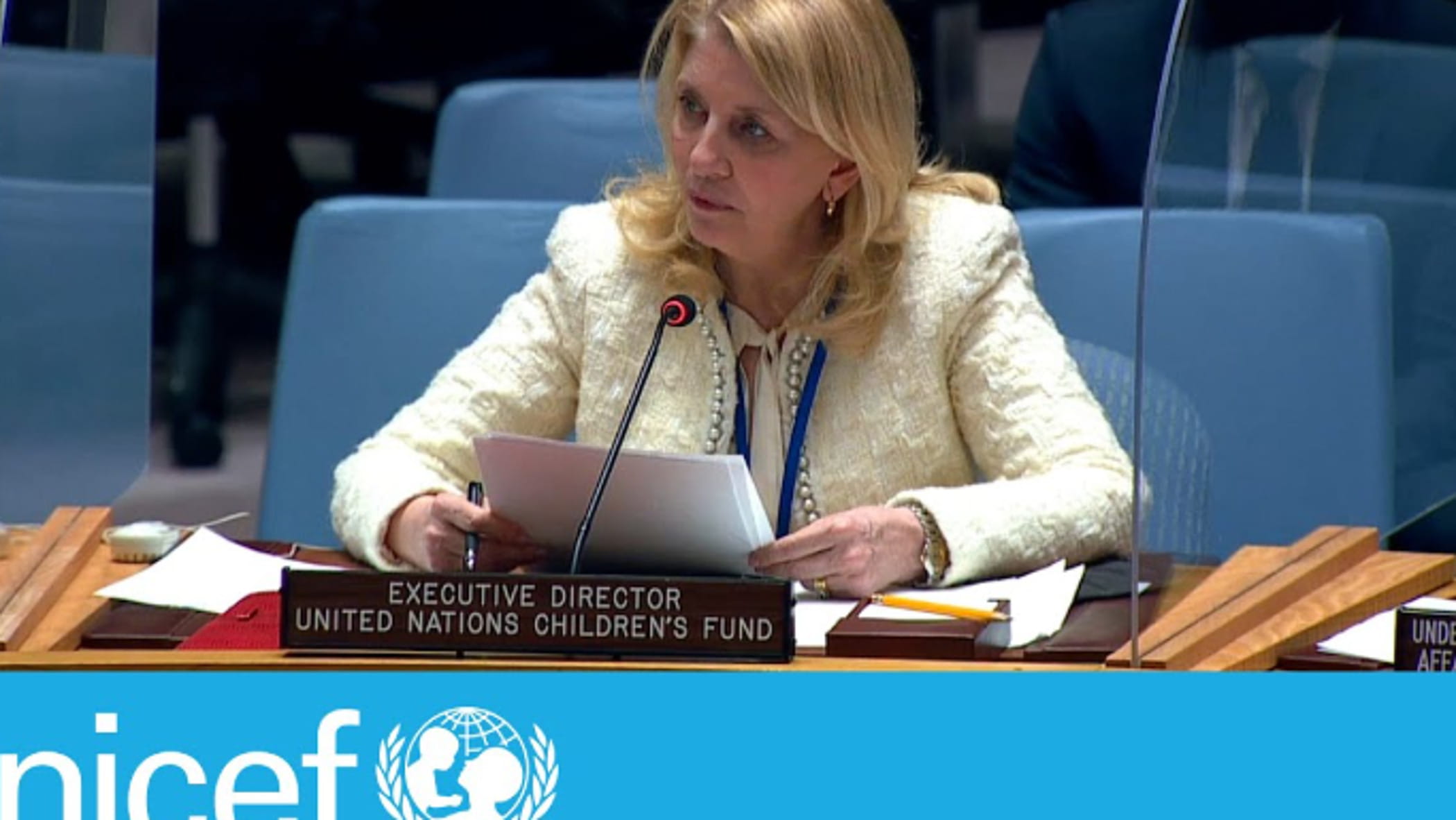 Direttrice generale dell'UNICEF Catherine Russell al Meeting del United ...