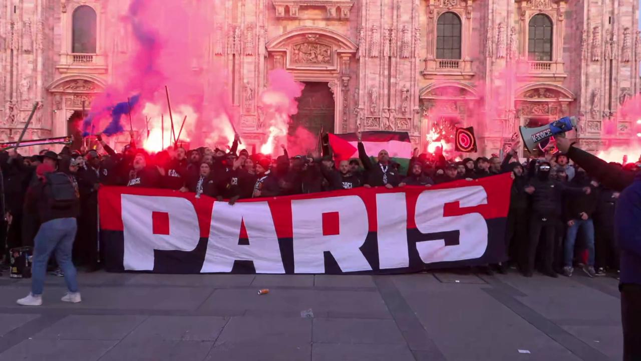 Champions League, Milano: cori e fumogeni dei tifosi del Psg in piazza ...