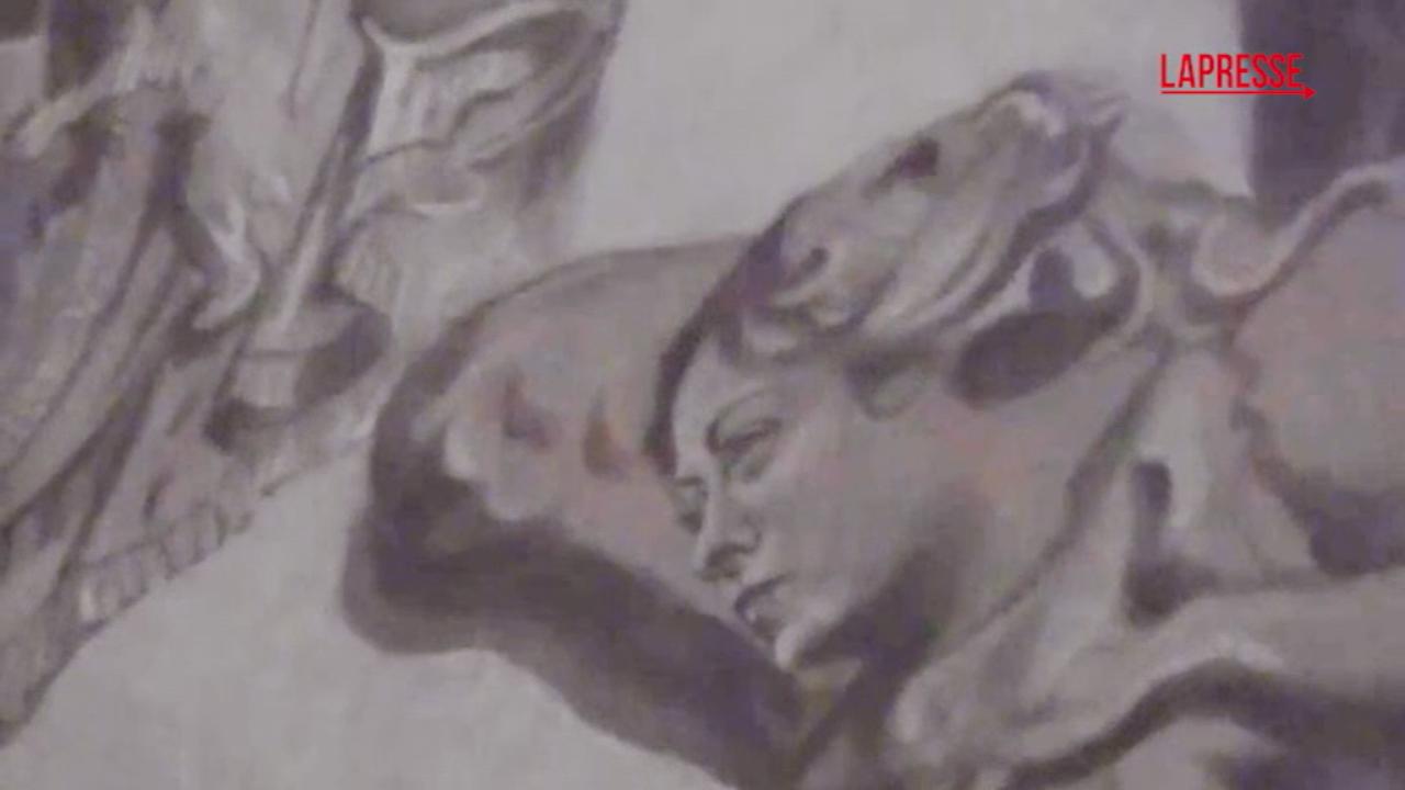 Il volto di Giorgia Meloni ritratto su un affresco nella basilica di ...